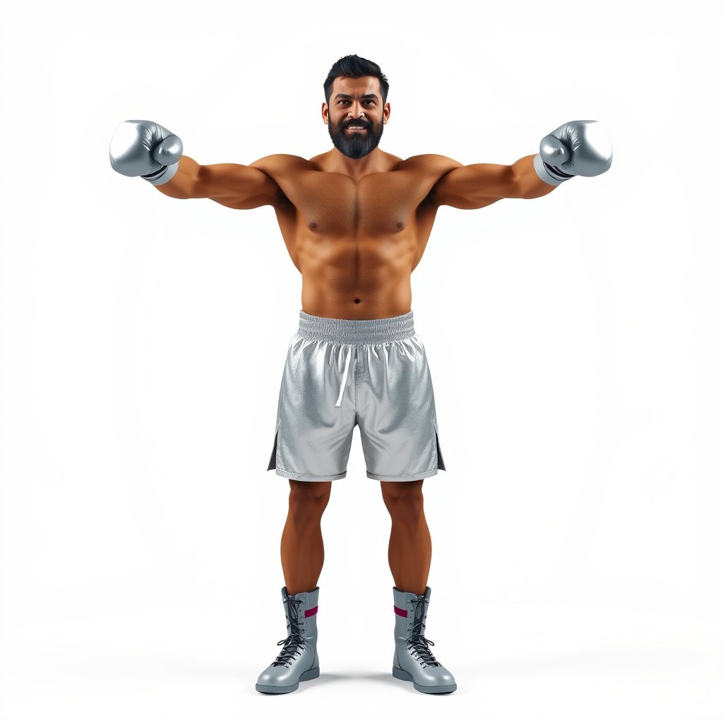 Muscular Boxer Victory Celebration Pose 3D Model - Download GLB, FBX ...